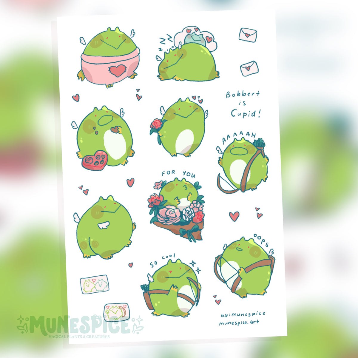 Bobbert the Cupid Frog | Vinyl Sticker Sheet – Munespice